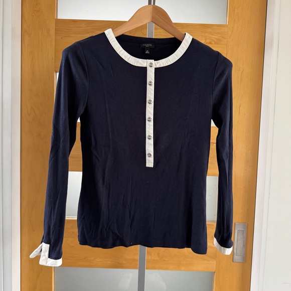 Talbots | Tops | Talbots Navy Petite Top With White Accents | Poshmark